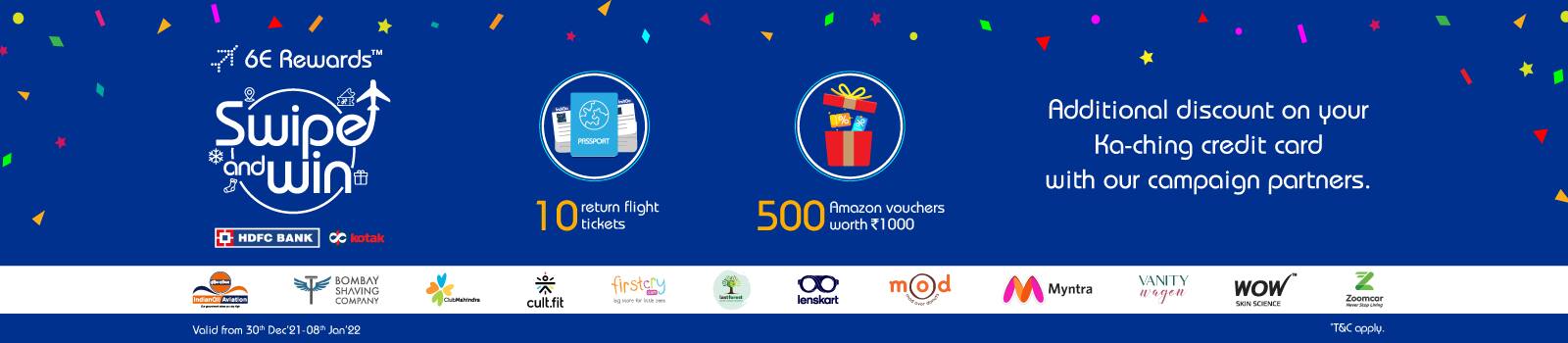 Swipe and Win offer by 6E Rewards - Return tickets & vouchers | IndiGo