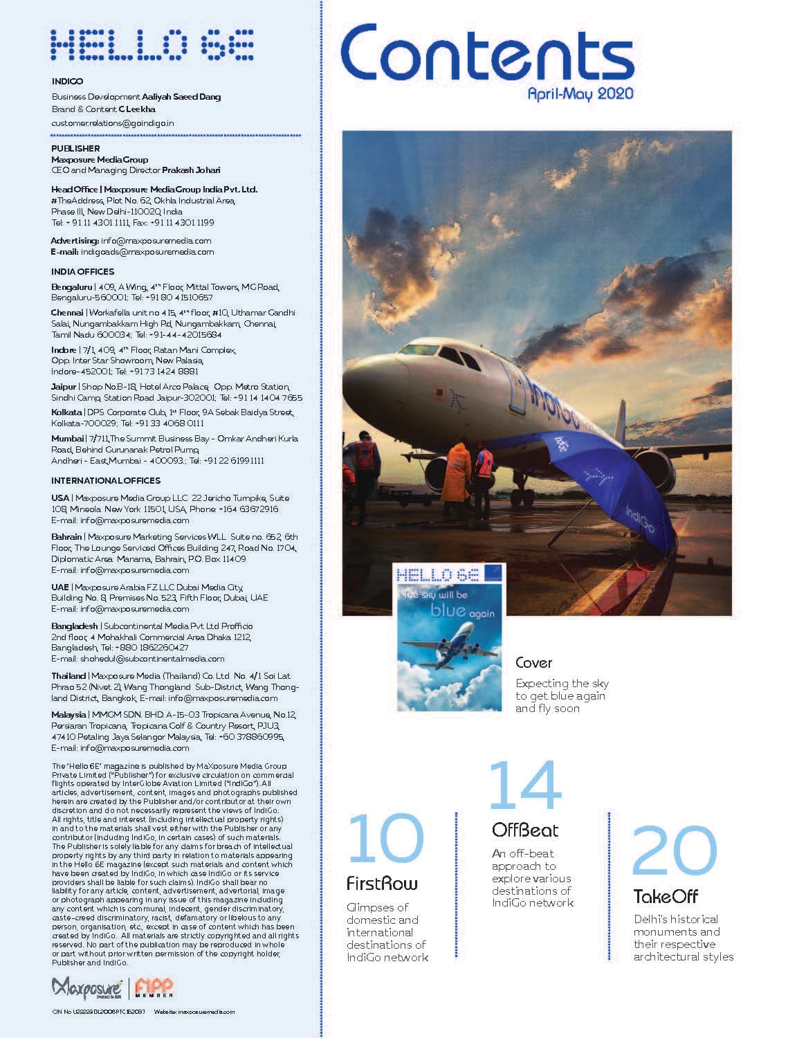 Hello 6E April-May 2020: The sky will be blue again