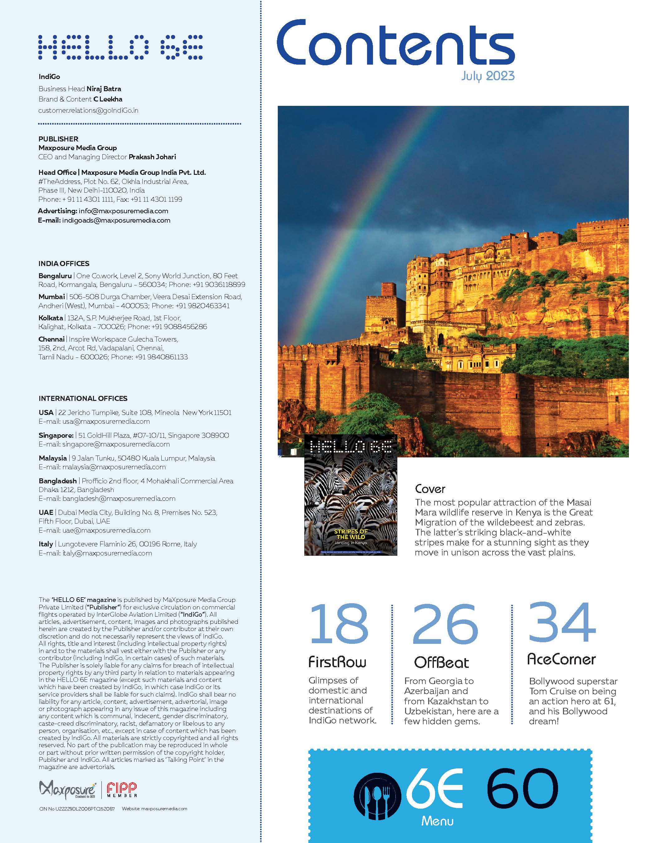 Hello 6E July 2023: STRIPES OF THE WILD Landing in Kenya