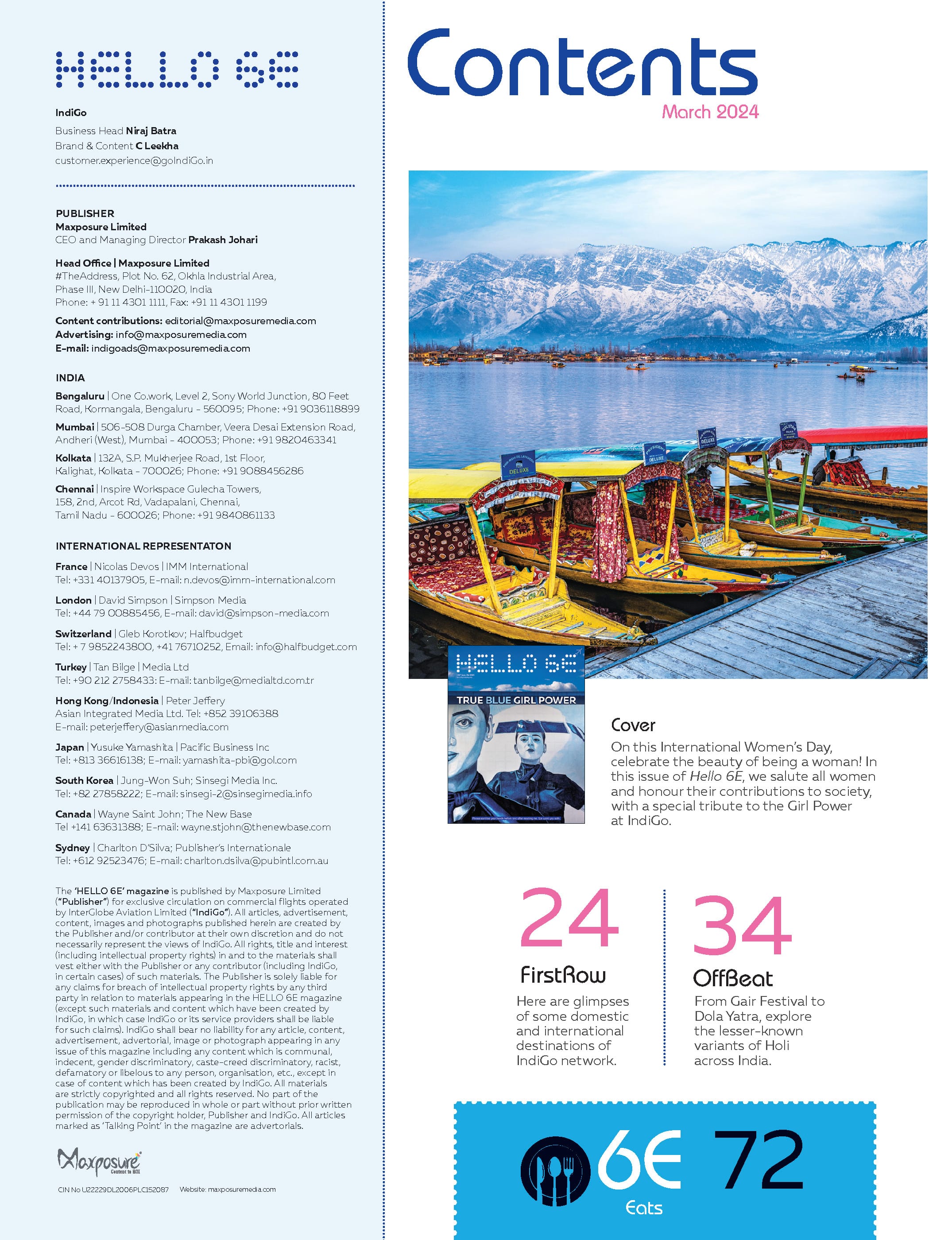 Hello 6E MARCH 2024: TRUE BLUE GIRL POWER