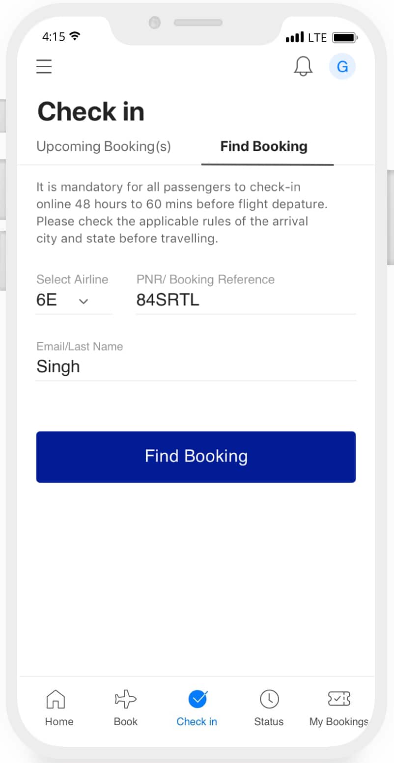 App Check-in, Mobile Check-In | IndiGo