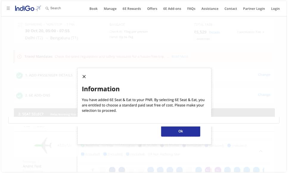 6E seat & Eat: Book a 6E seat and snack - IndiGo
